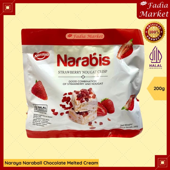 Naraya Narabis Strawberry Nougat Crisp Permen Ting Ting Kacang 200g ...