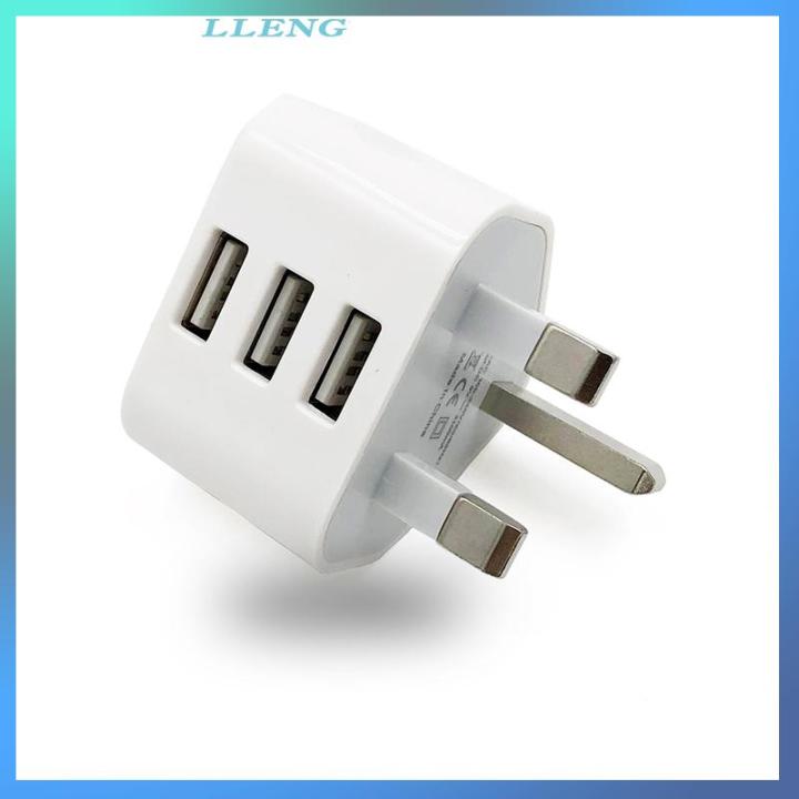 LLENG Universal UK Wall Plug Power 3 Pin Adapter Charger With 1 2 3 USB ...