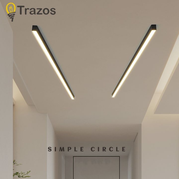 Long strip surface mounted ceiling lights nordic modern aisle balcony ...