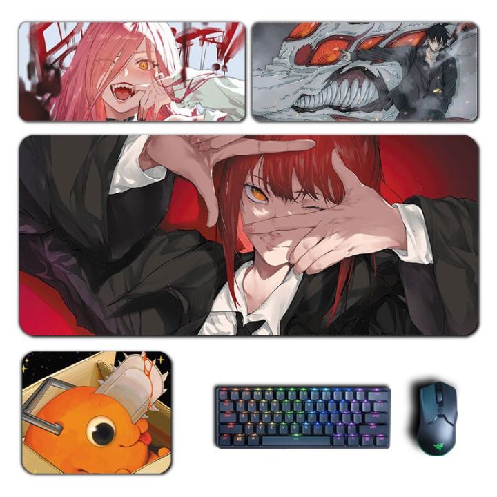 Anime Chainsaw man Large Mouse Pads Makima Power Aki Denji Mousepad ...