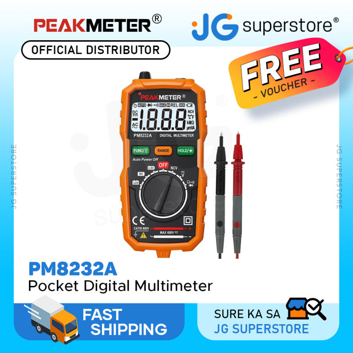 Peakmeter PM8232A Auto Range Pocket Digital Multimeter Voltmeter with ...
