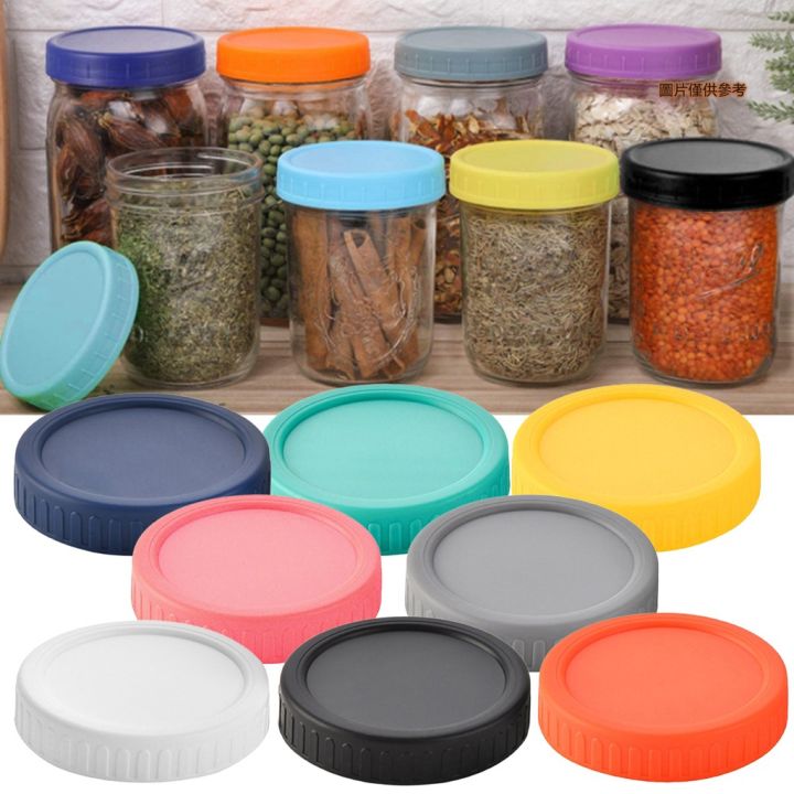 With Silicone Ring Mason Jar Plastic Cover Color Mason Jar Plastic Lid ...