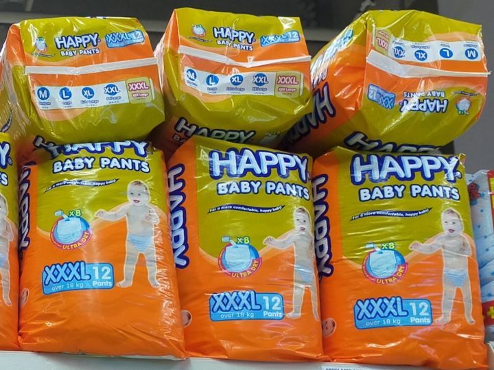 HAPPY Diaper Pants size XXXL Triple Extra Large 12 's X 6 pack (72pcs ...
