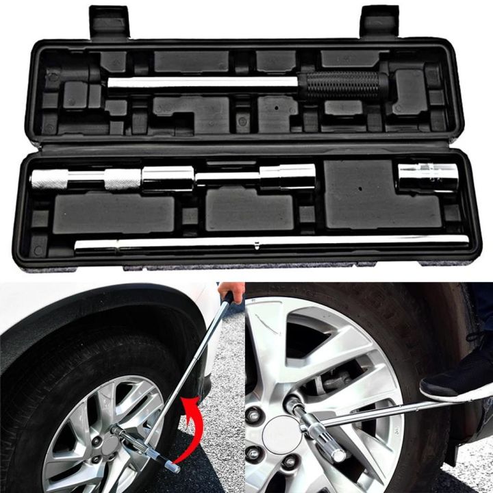 Universal 25" Extended Tire Nut Wrench Socket 4 Way Car Tire Iron Nut ...