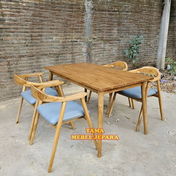 meja cafe minimalis meja makan resto asli bahan kayu jati solid ...