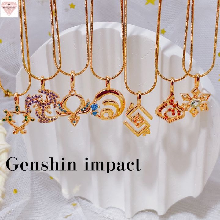 Fiona Jewelry Rose Gold Plated Genshin impact Anemo,Pyro,Hydro,Electro ...