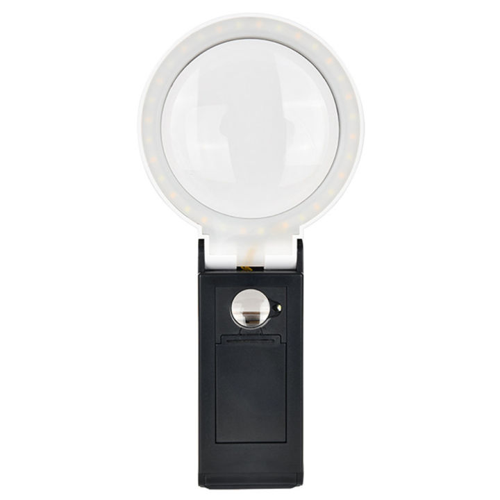 25X Illuminated Large LED Magnifier Desktop Magnifying Glass Cold Warm ...