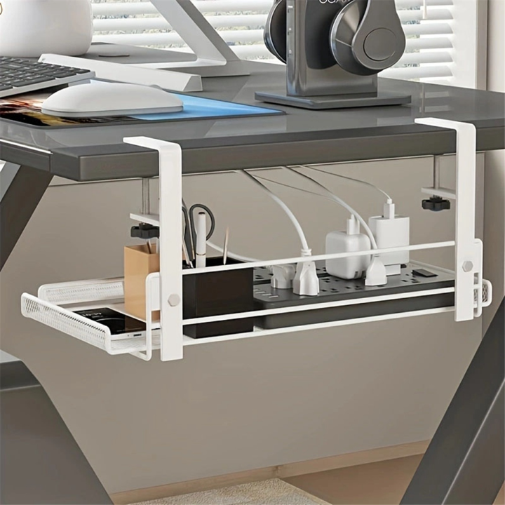 Under Desk Cable Management Tray, Workstation Storage, Metal Cable Tray ...
