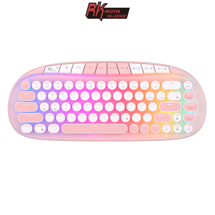 RK ROYAL KLUDGE RK ROUND Mechanical Keyboard Wireless Retro Typewriter ...