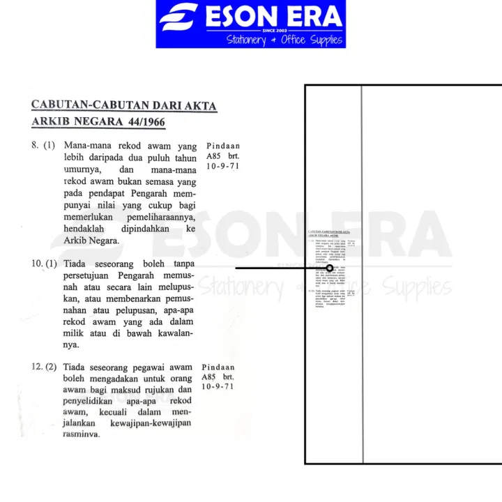 Kulit Fail Putih (Am 435 - Pin 1/80) 50's/pack White Card File ...