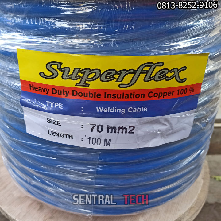 KABEL LAS BIRU 70MM SUPERFLEX FULL TEMBAGA / WELDING CABLE 70MM ...