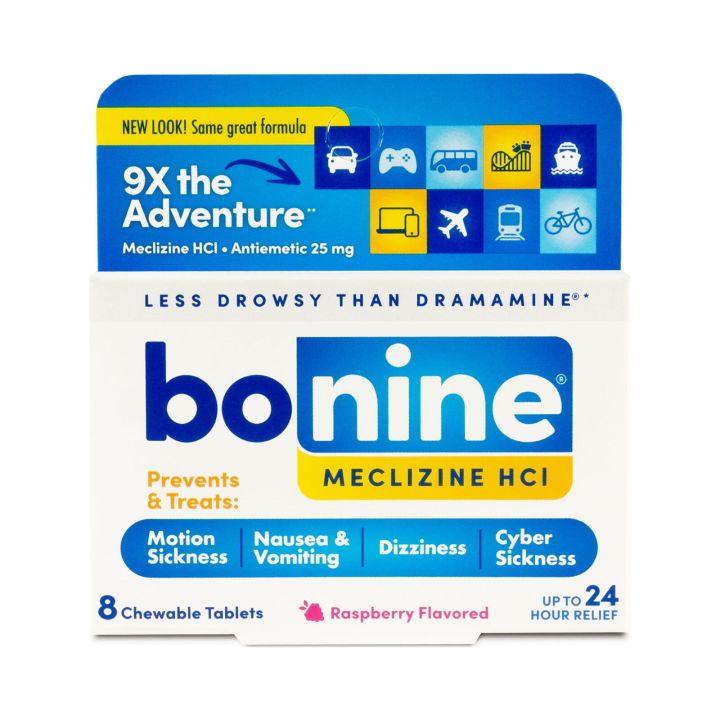 Bonine Less Drowsy than Dramamine For Motion Sickness Raspberry ...