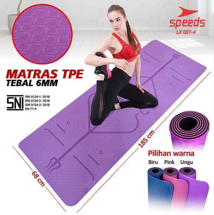 Matras Yoga PVC Tebal Berkualitas Free Tas Alas Olahraga Aerobic Senam ...