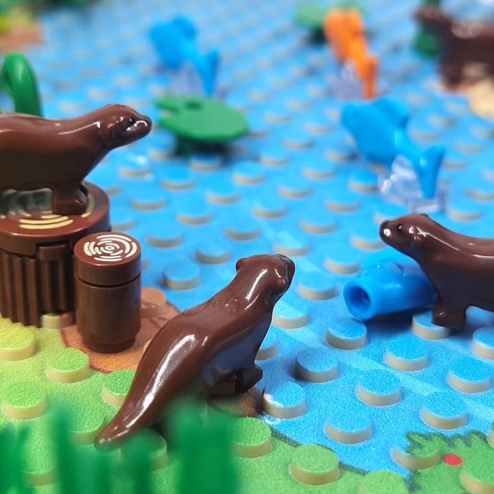 Zoo MOC Jungle Otter Farm Scene Building Blocks Animal Parts Bricks ...