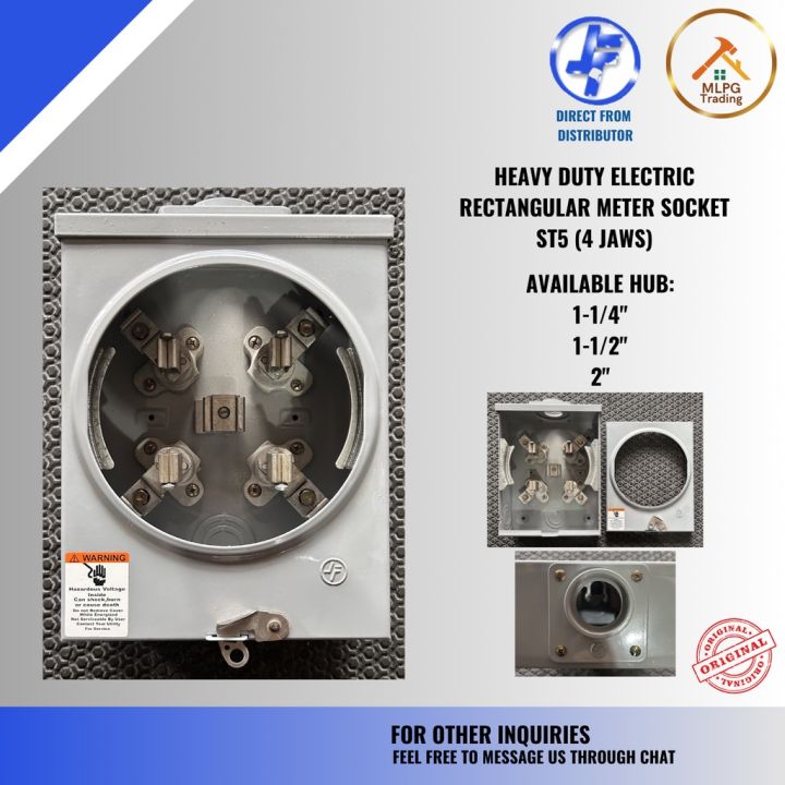 HEAVY DUTY Electric Rectangular Meter Base / Socket ST5 (4 JAWS) (1 1/4 ...
