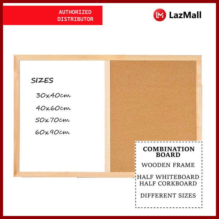 Half Whiteboard & Corkboard Wooden Frame Combination board | Lazada PH