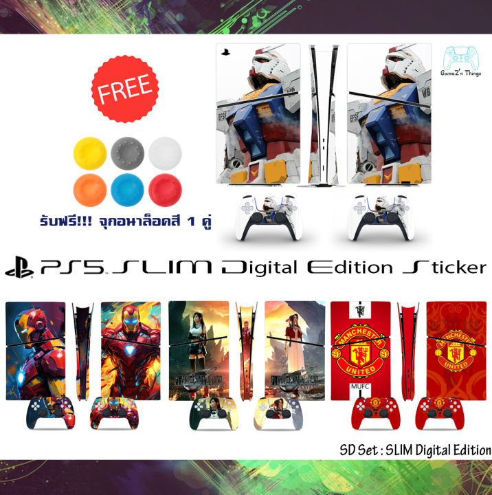 สติกเกอร์ติดเครื่องและจอย กันรอย PS5 SLIM Digital Edition Sticker ...