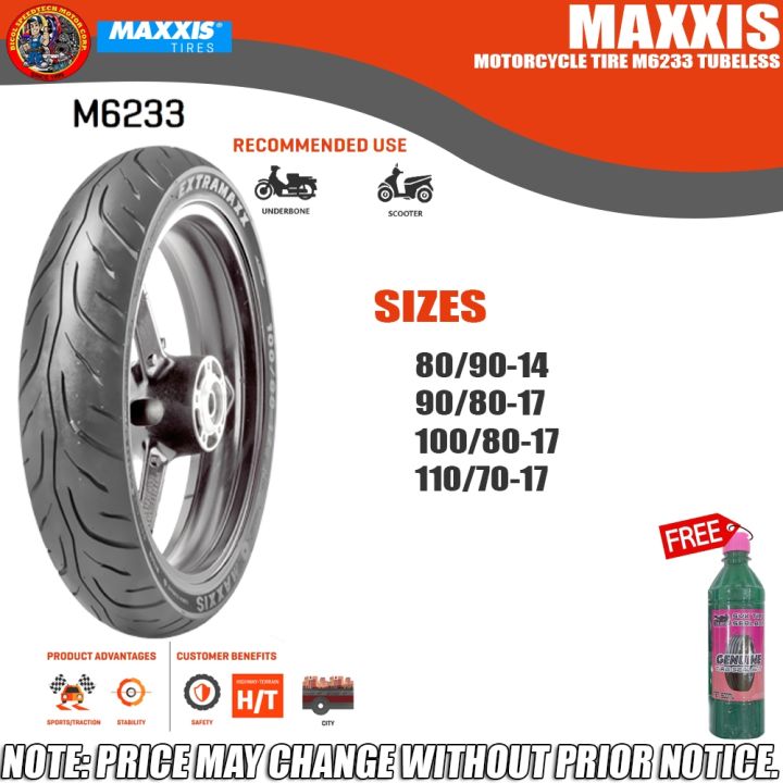 MAXXIS MOTORCYCLE TIRE M6233 TUBELESS WITH SEALANT | Lazada PH