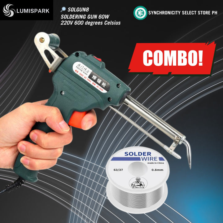 SOLGUN8 60W Automatic Soldering Gun Kit with Tweezers – Handheld ...