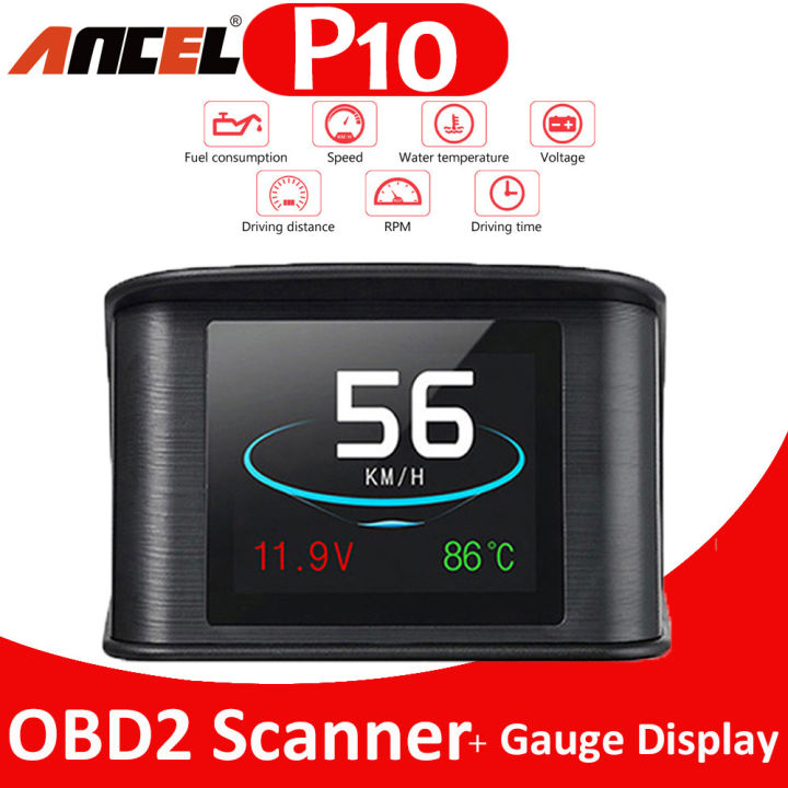 Ancel P10 OBD2 Scanner BrakeTest Tool with HUD Head-up Voltage Fuel ...