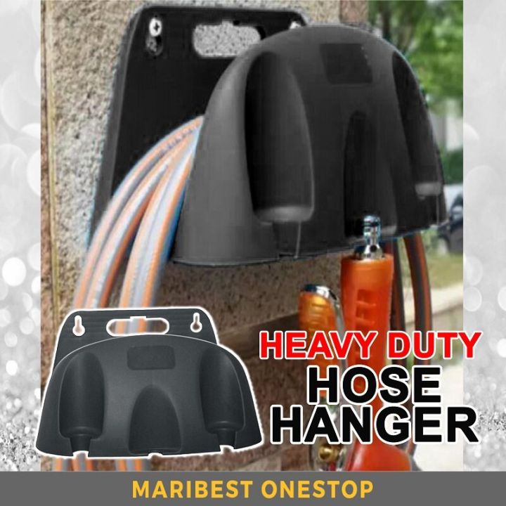 Black High Impact Hose Hanger Heavy Duty Wall Mounted Wall Pipe Tap ...