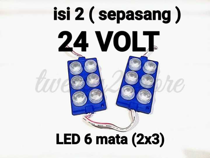 isi 2 Lampu LED Modul 6 Mata Besar 6 Watt 24 VOLT LAMPU KOLONG TRUK BUS ...