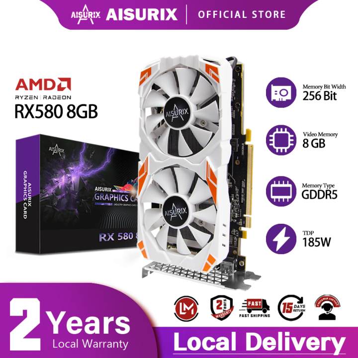 AISURIX RX580 8G New Graphics Card Orange GPU GDDR5 256Bit Computer ...