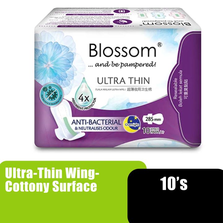 BLOSSOM OVERNIGHT PADS ULTRA THIN WING - COTTONY SURFACE 10'S | Lazada