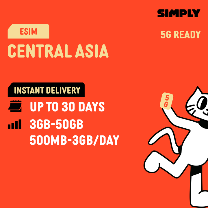 [eSIM- Central Asia] 3-30 Days | Daily: 500MB/1GB/2GB/3GB + Unlimited Data | Total: 3GB-50GB ...
