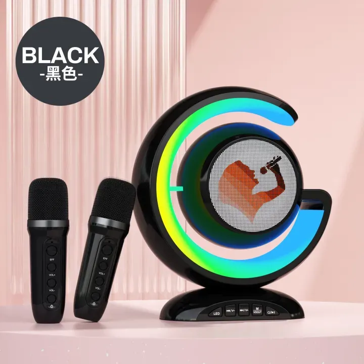 HL-110 Wireless Light Show Speaker with 2 UHF Microphone LED Night Lamp ...