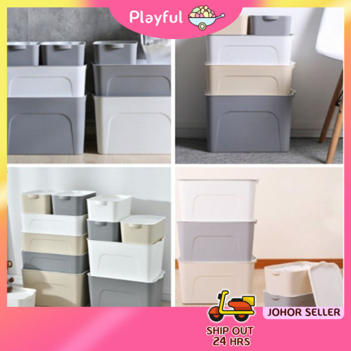 【PLAYFUL】 Portable Handle Storage Box With Cover 4 in 1 Simple ...