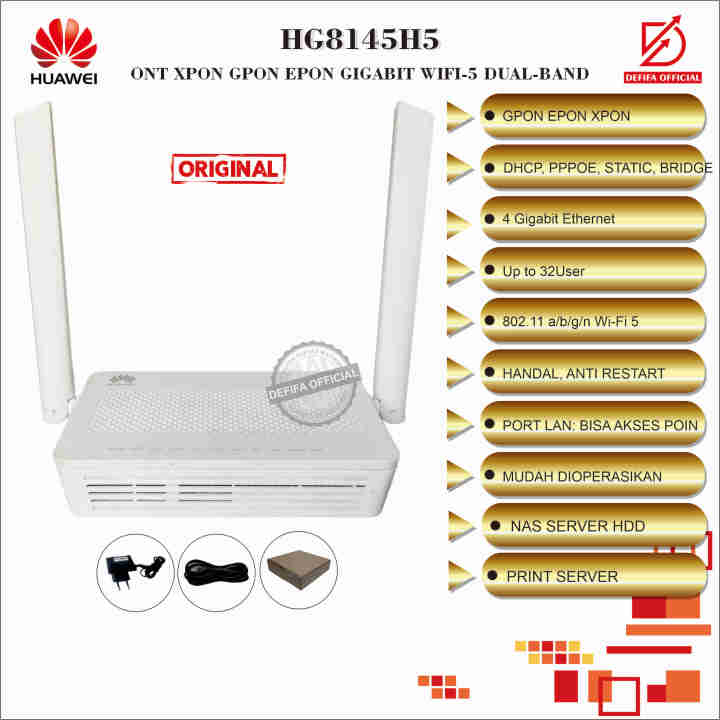 Modem Fiber Optik ONT Huawei HG8145V5 Wireless Wifi Router Gigabit GPON EPON XPON ONU | Lazada ...