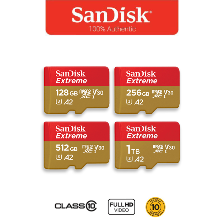 SanDisk Extreme 128GB 256GB 512GB 1TB A2 Series micro SD With Adapter Up to 190MB/s, Class10 U3 ...