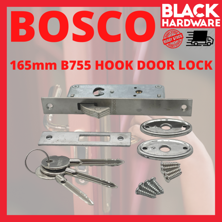 Black Hardware BOSCO Hook Grill Door Mortise Lock Durable Screw Set Key ...