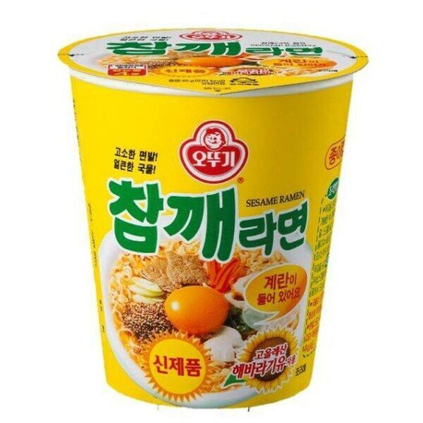 Ottogi Chamkae Ramyun Cup บะหมี่กึ่งสำเร็จรูปรสงาแบบถ้วย 65 กรัม ...