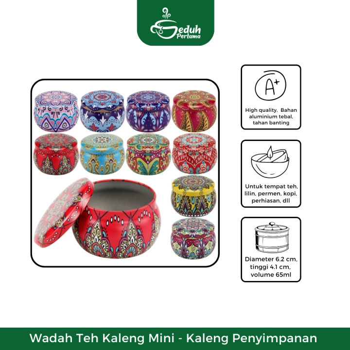 Wadah Teh Kaleng Mini / Kaleng Penyimpanan Lilin Permen Food Grade ...