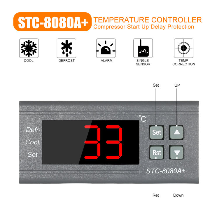 Digital Temperature Controller STC-8080A+ Refrigerator Thermostat for Refrigerator Automatic ...