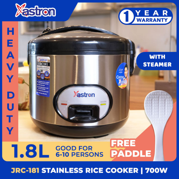 Astron JRC-181 1.8L Stainless Steel Rice Cooker w/ Steamer | 10 Cups ...
