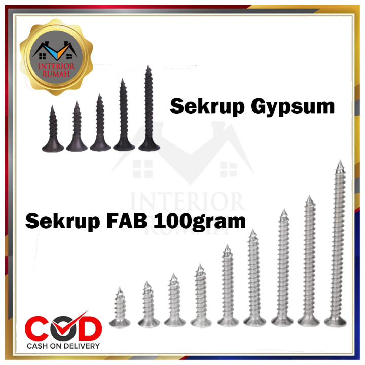 Sekrup FAB / Skrup Kepala 6 & 8 / Sekrup Ukuran 1 cm - 7 cm isi 100 ...