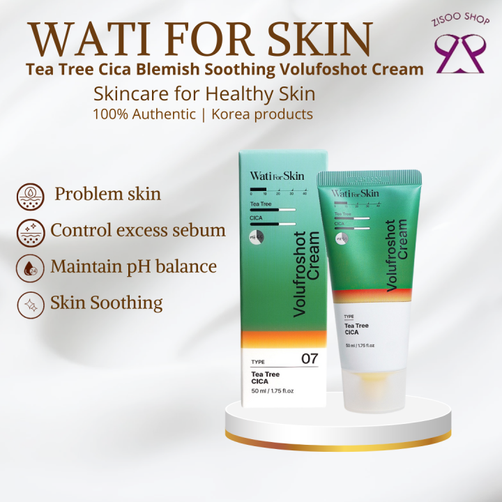 Wati For Skin Tea Tree Cica Blemish Soothing Volufroshot Face Cream ...