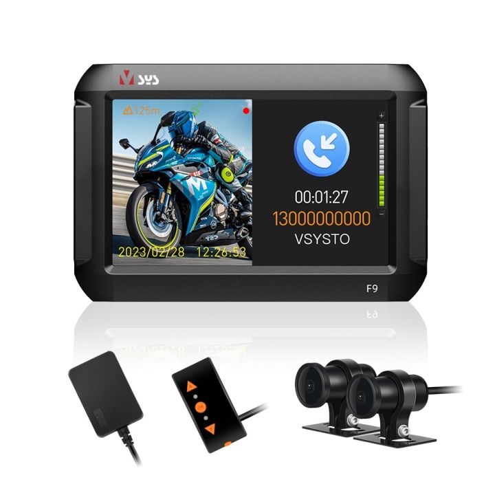 VSYS 4.0 นิ้วรถจักรยานยนต์ Dash Cam 150 องศามุมกว้าง Bluetooth GPS ...