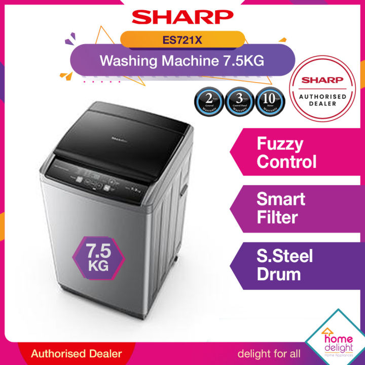 Sharp Washing Machine 7.5KG ES721X / 8.5KG ES821X / 9.5KG ES921X / 10.5KG ESX1021 / 12.5Kg ...