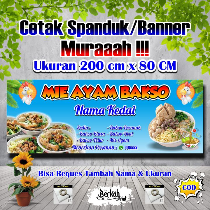 Spanduk Banner Mie Ayam Bakso Ukuran 200 cm x 80 cm | Lazada Indonesia