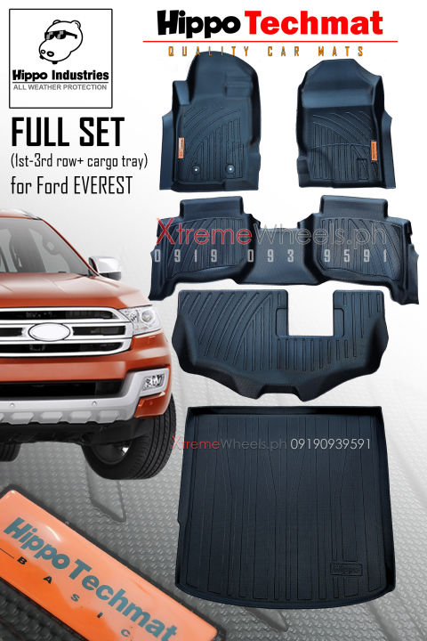 Ford Everest 2016-2025 1st-3rd row + full cargo tray Hippo Techmat version 2 Deep Dish Matting ...