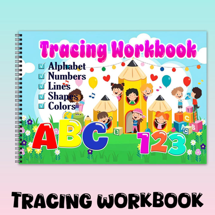 Tracing Workbook for kids Alphabet, Numbers, Lines, Shapes, Crayons ...