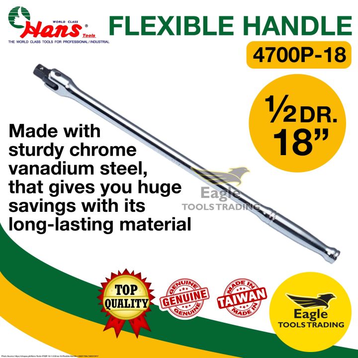 Hans Flexible Handle 4700-18 1/2" dr. 18" | Tempered Chrome Vanadium ...