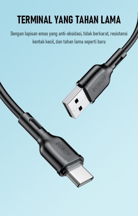 Kabel Data ROBOT RB100S TYPE C FAST CHARGING 2.4A Pengisian Cepat ...