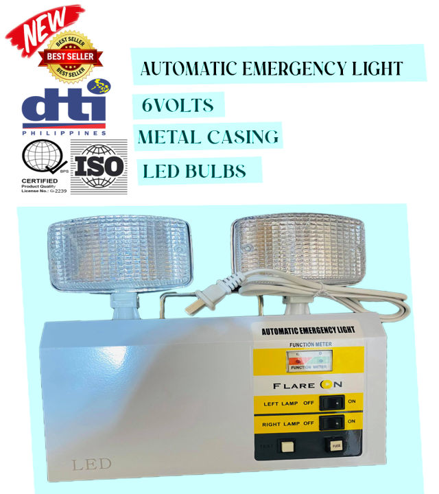 AUTOMATIC EMERGENCY LIGHT 6 VOLTS LED (RECHARGEABLE) FLARE BRAND ...
