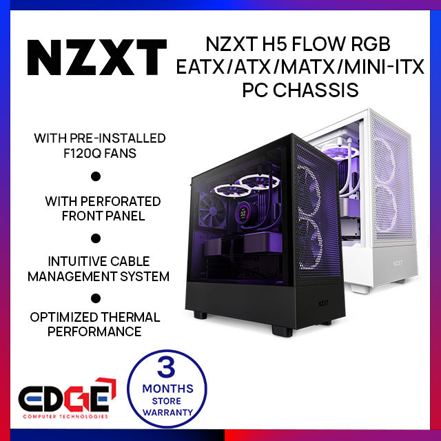 EDGE | NZXT H5 Flow RGB EATX/ATX/mATX/mini-ITX PC Chassis | Lazada PH