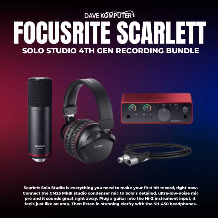 Focusrite Scarlett Solo Studio 4th Gen Recording Bundle Sound Card ...